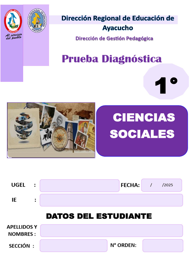 1er Grado Prueba Diagnóstica CCSS 2024 | PDF | Mapa | Ciencias económicas