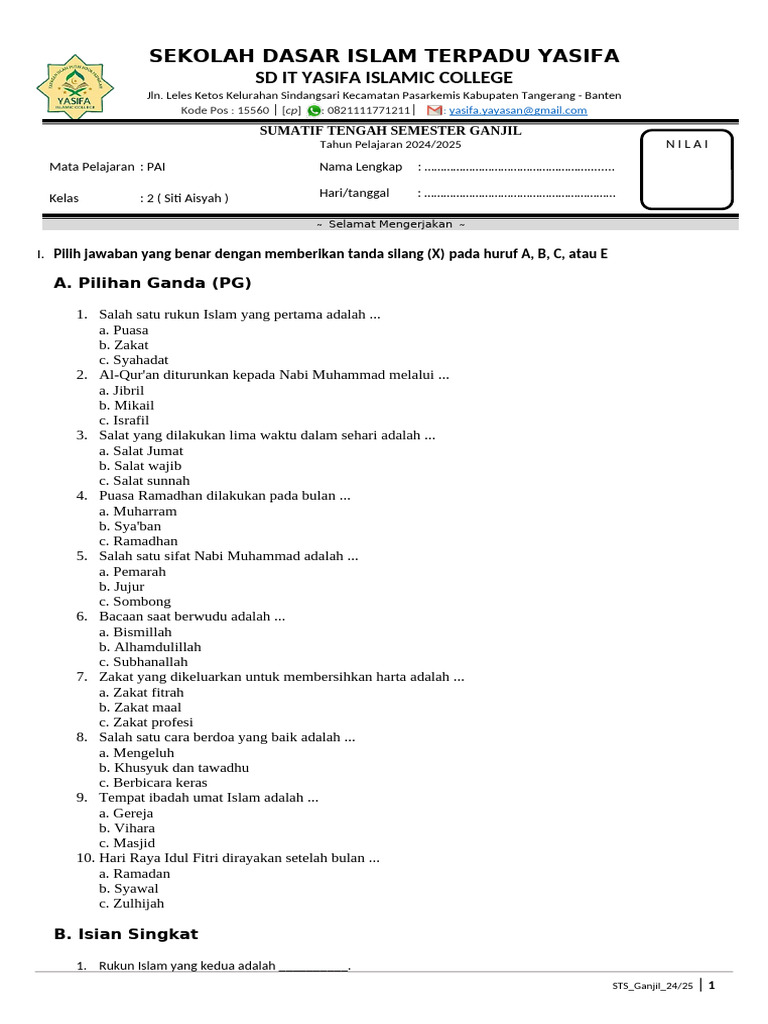 STS PAI DZIKRI | PDF