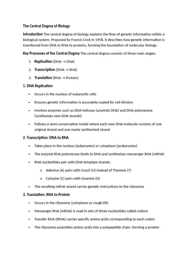 The Central Dogma of Biology | PDF | Rna | Dna