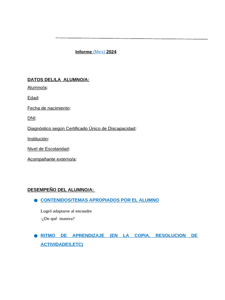 Modelo de Informe Ejemplos | PDF | Aprendizaje | Atención