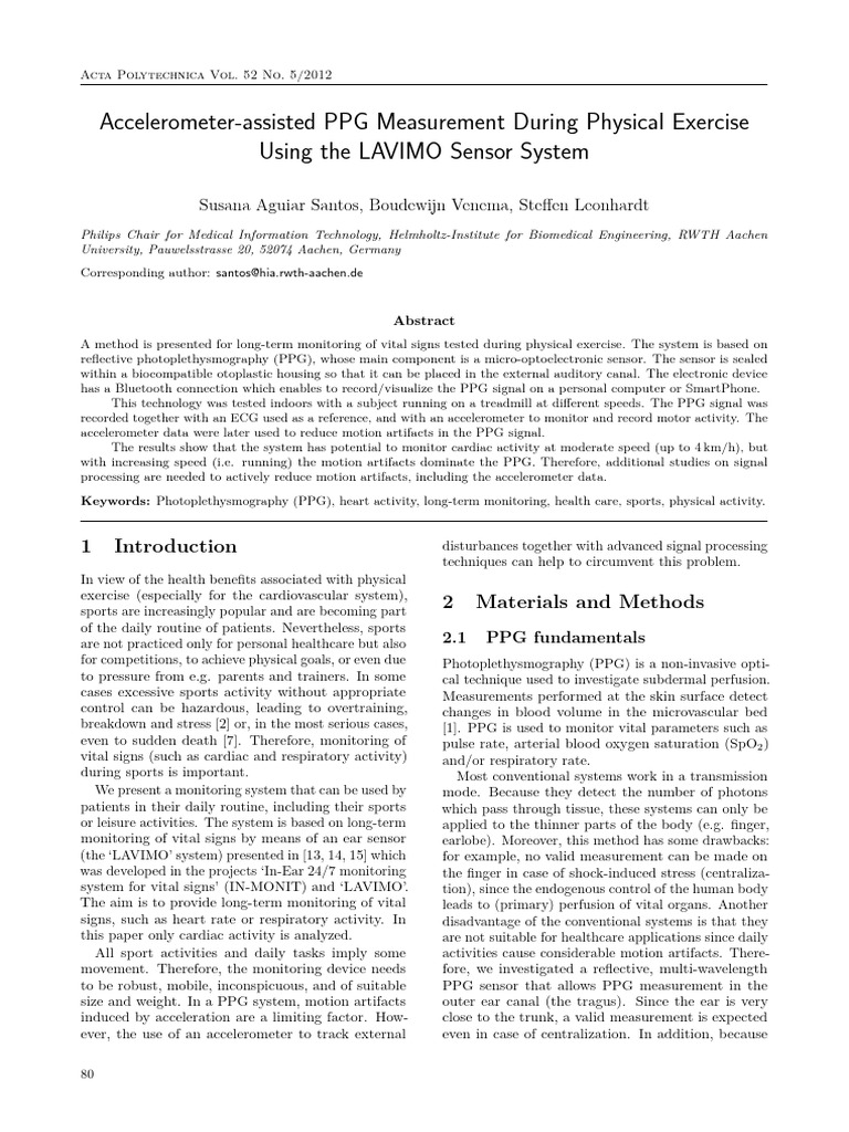 Accelerometer-Assisted PPG Measurement During Physical Exercise | PDF | Spectral Density ...