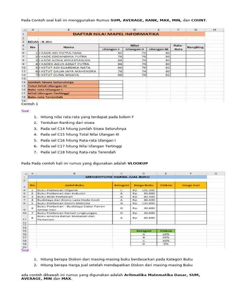 Latihan Soal Excel Kelas 9 | PDF