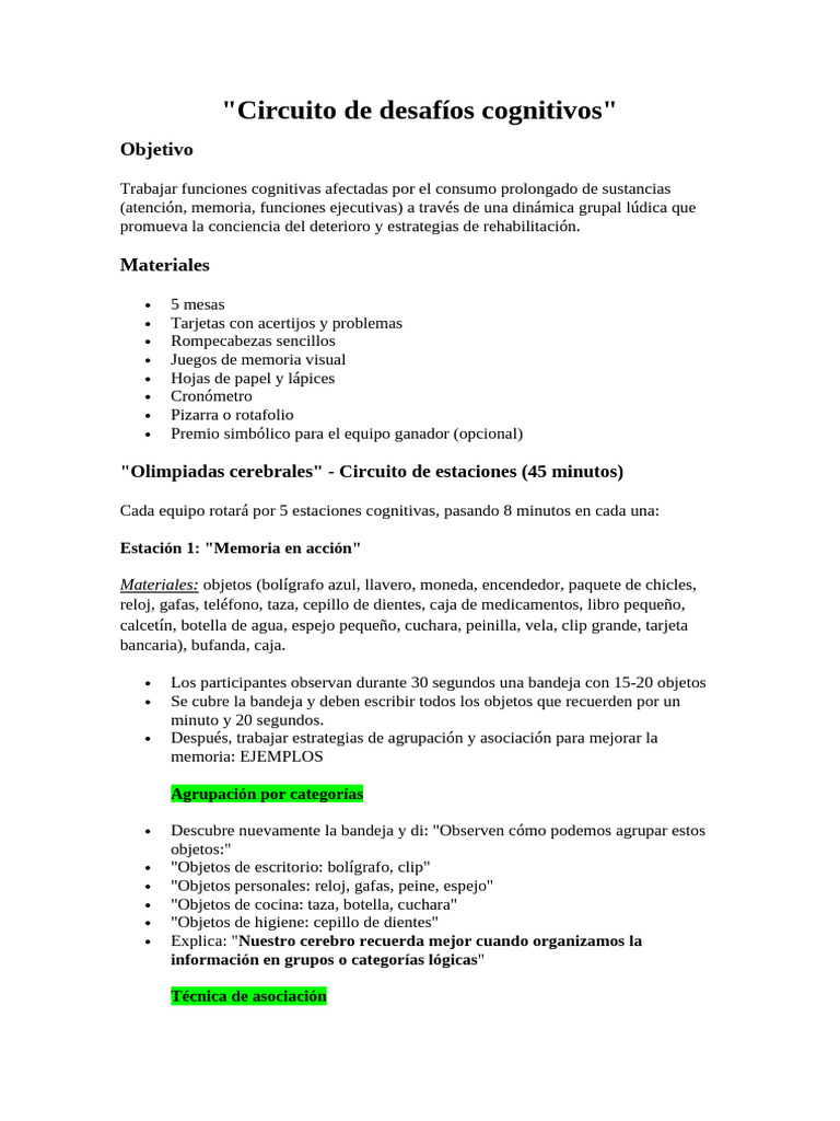 Circuito de Desafíos Cognitivos | PDF | Cerebro | Sicología
