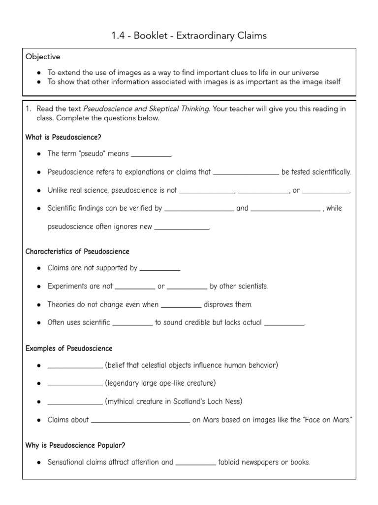 Pseudoscience and Skeptical Thinking Guide | PDF | Pseudoscience | Science