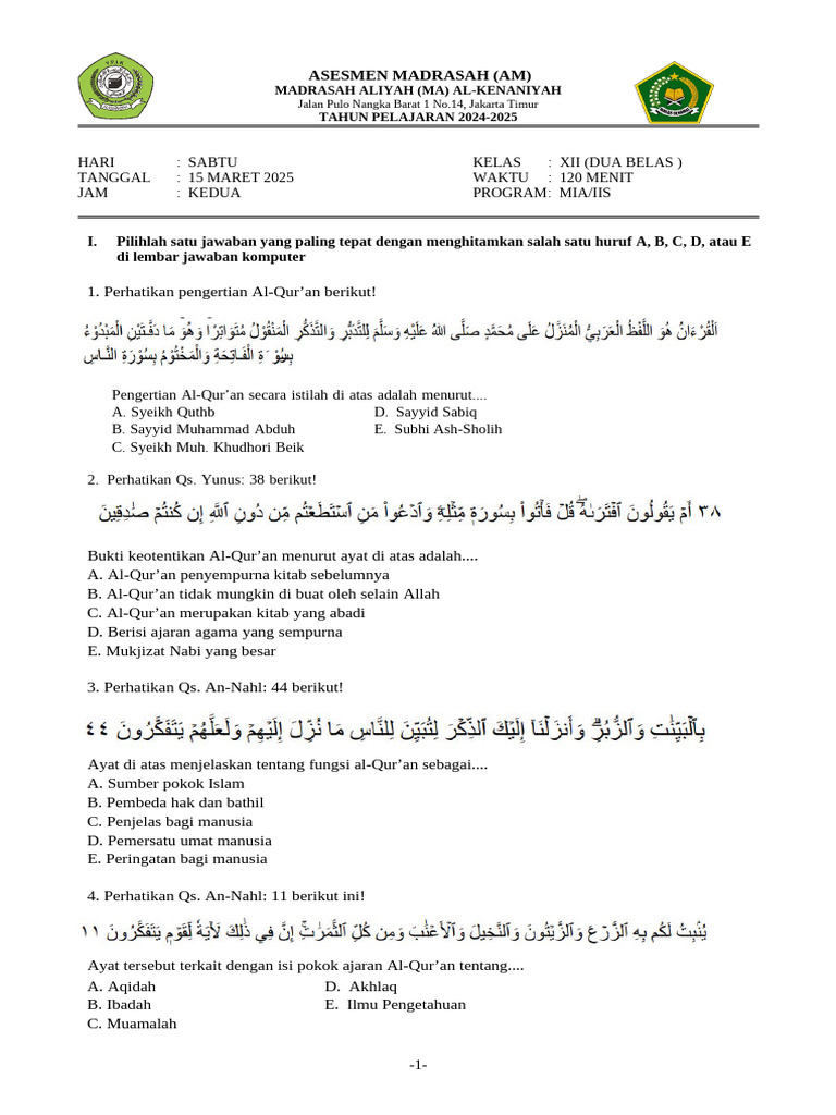 SOAL AM QURDIS | PDF