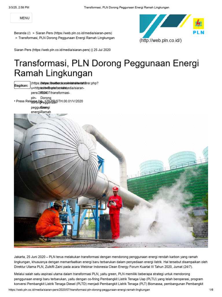 [2020-25-Juni] Transformasi, PLN Dorong Peggunaan Energi Ramah ...