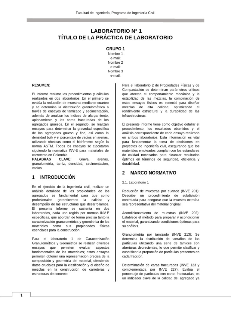 Formato Informes Materiales | PDF | Densidad | Laboratorios