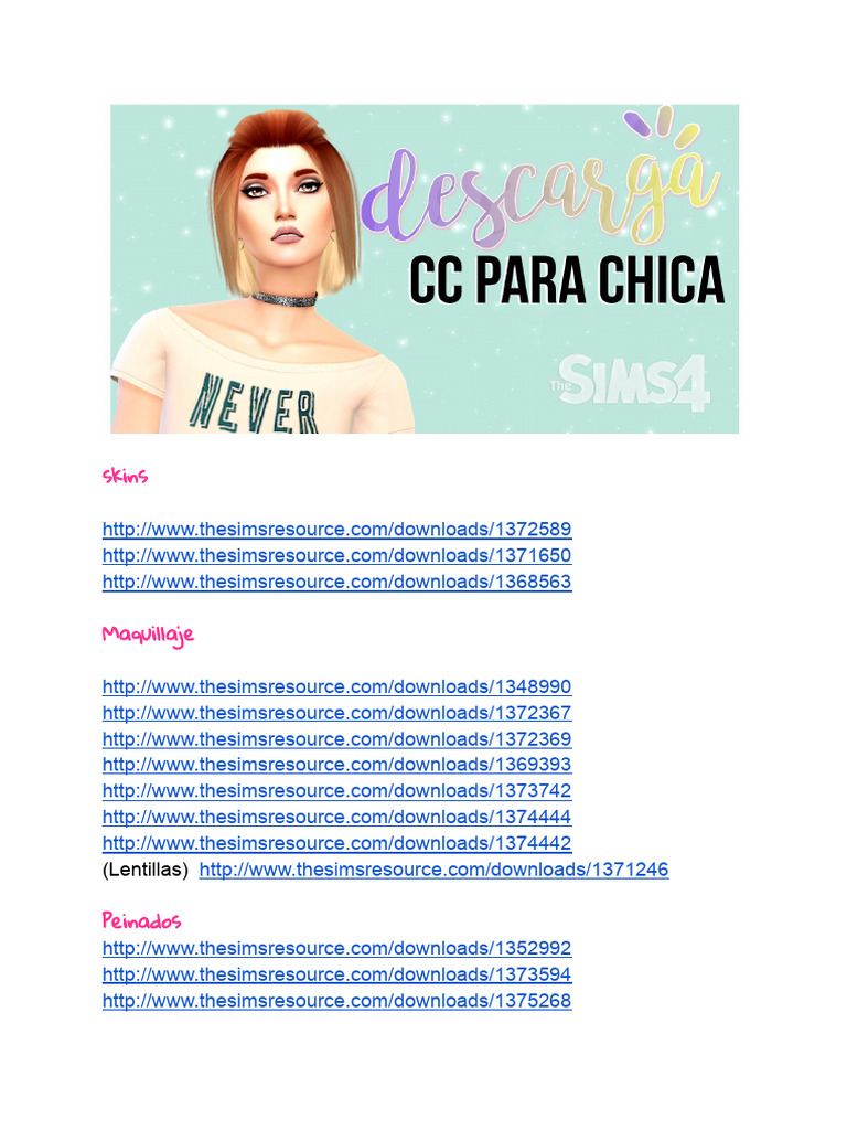 CC para chica _ LOS SIMS 4 | PDF