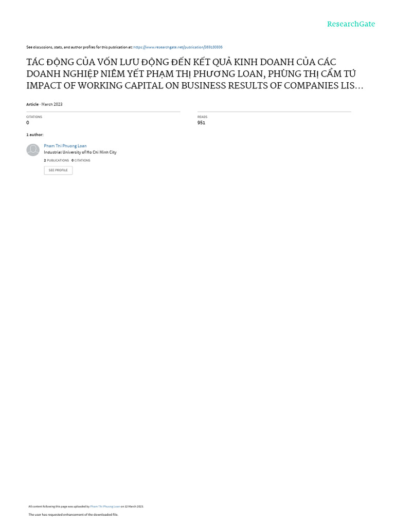 Tac Dong Cua Von Luu Dong Den Ket Qua Kinh Doanh Cua Cac Doanh Nghiep Niem Yet Pham Thi Phuong ...