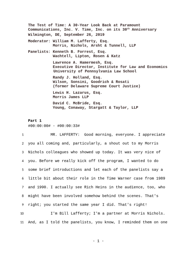 Paramount V Time Panel Transcript | PDF | Corporations | Business