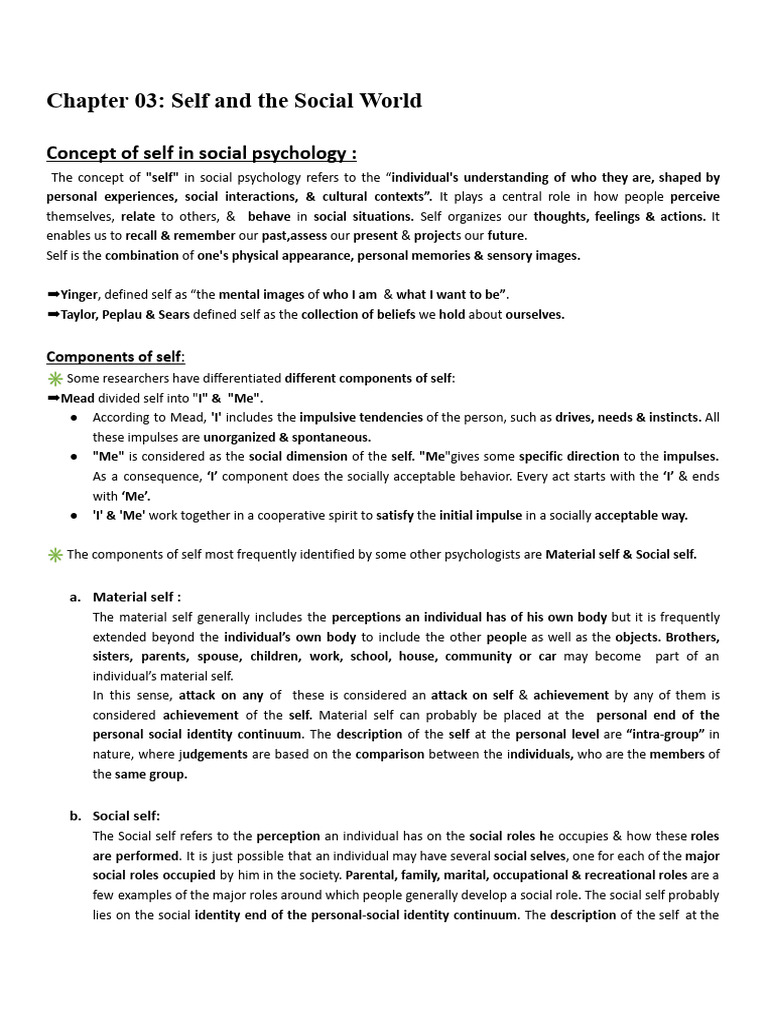 Chapter#3 Self in A Social World | PDF | Self Esteem | Shame