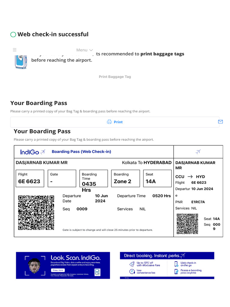 Indigo Boarding Pass_10June2024 | PDF | Aviation