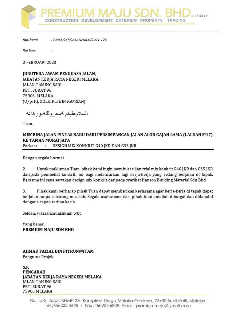 Ujian Trial Mix Konkrit G40 dan G35 | PDF