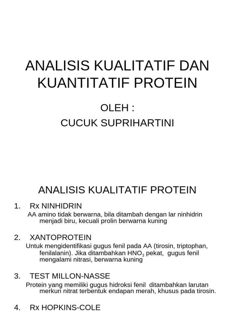 ANALISIS KUALITATIF DAN KUANTITATIF PROTEIN | PDF