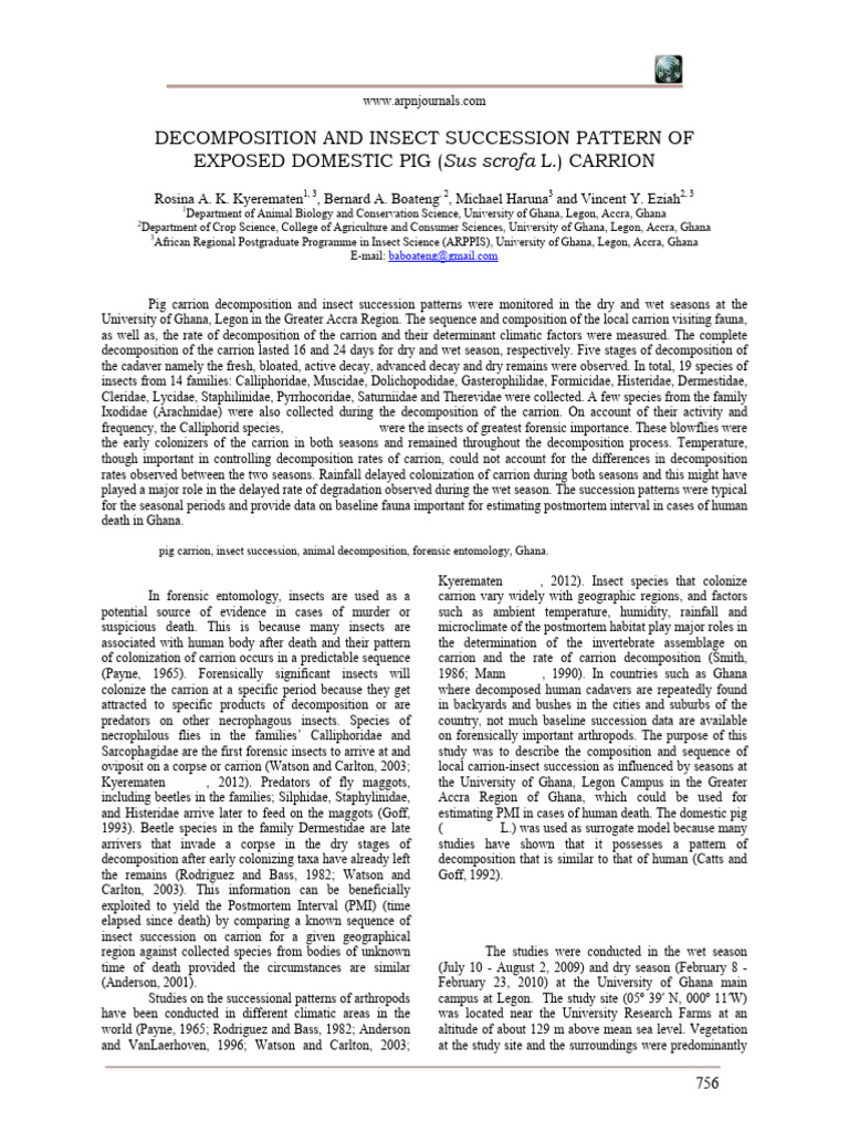 Decomposition and Insect Succession Patt | PDF | Decomposition
