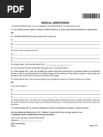 Medical Undertaking Form for Admission | PDF | Self-Improvement | Wellness