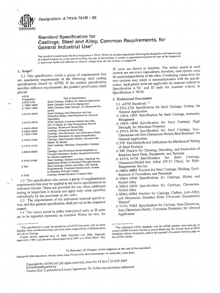 8 Astm A 781 - Standard Specification For Casting Steel & Alloy ...