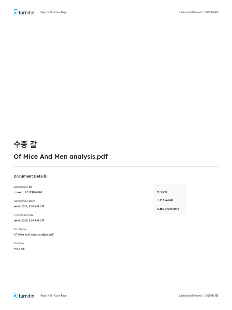 Of Mice and Men Analysis | PDF