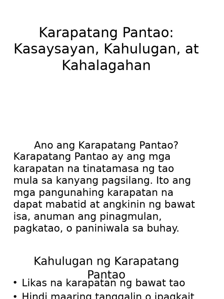 Karapatang-Pantao--Kasaysayan--Kahulugan--at-Kahalagahan | PDF
