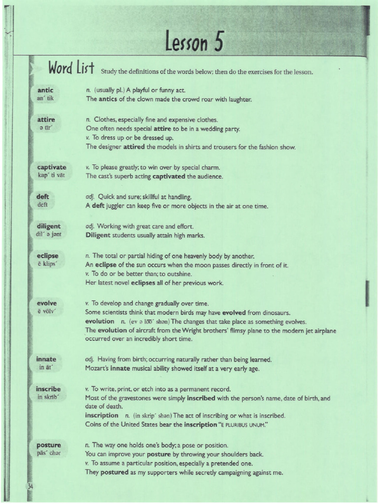 Wordly Wise Lesson 5 | PDF