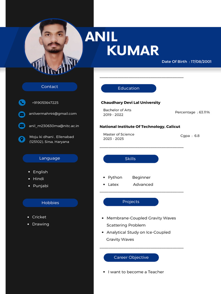 Resume of Anil Kumar | PDF