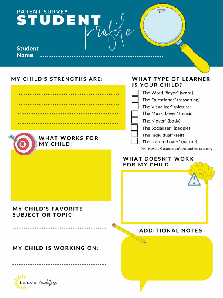 Student Profile - Child, Teen, Parent Versions | PDF