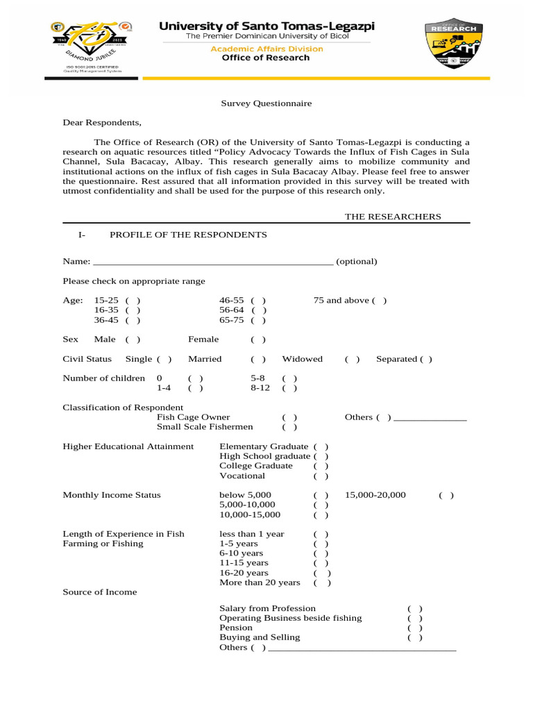RESEARCH INSTRUMENT. Sula Fish Cage | PDF