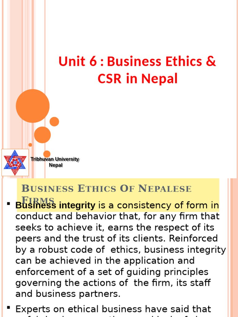 Business Ethics & CSR in Nepal | PDF | Corporate Social Responsibility ...