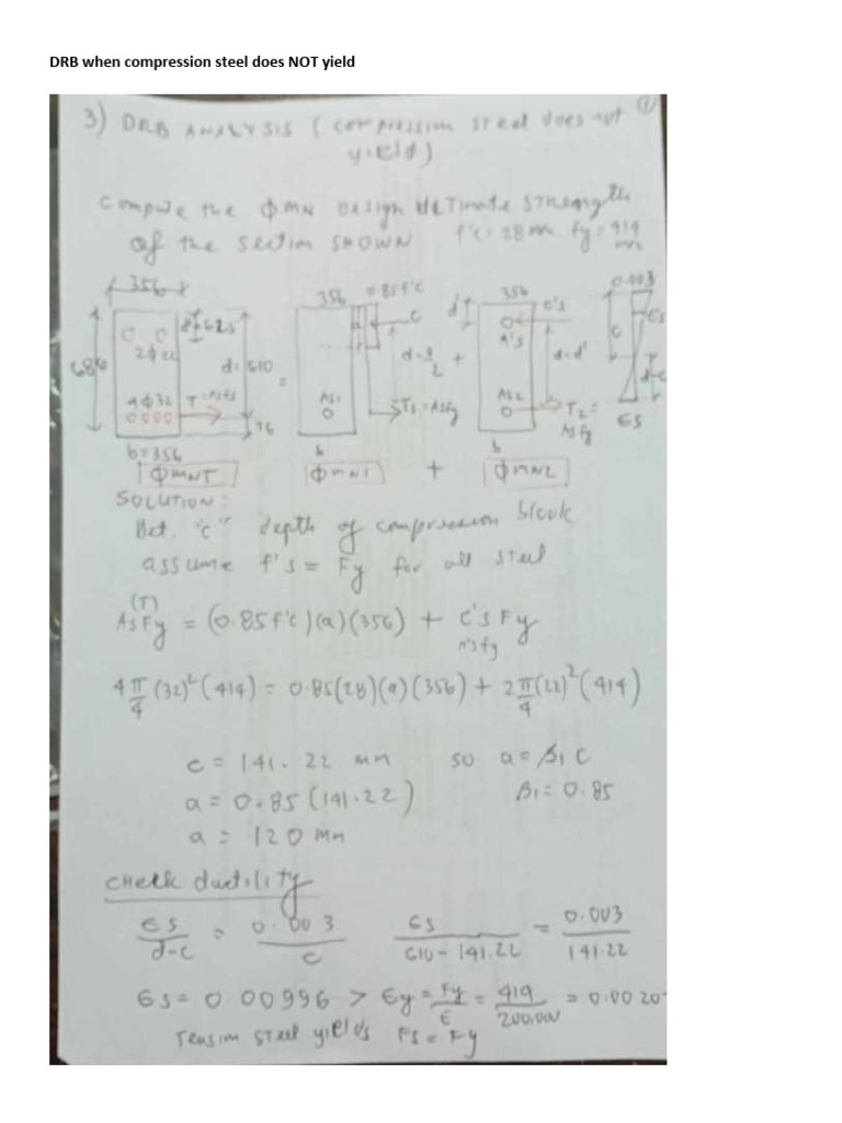DRB When Compression Steel Does NOT Yield | PDF
