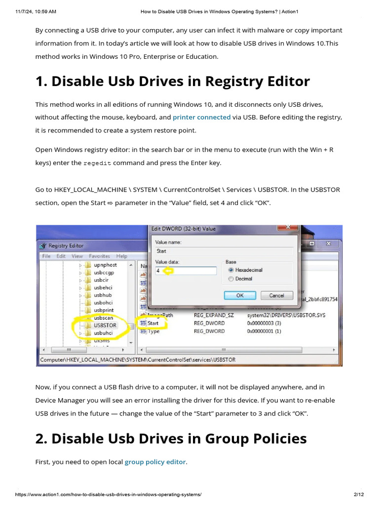 How to Disable USB Drives in Windows Operating Systems | PDF | Windows Registry | Usb Flash Drive