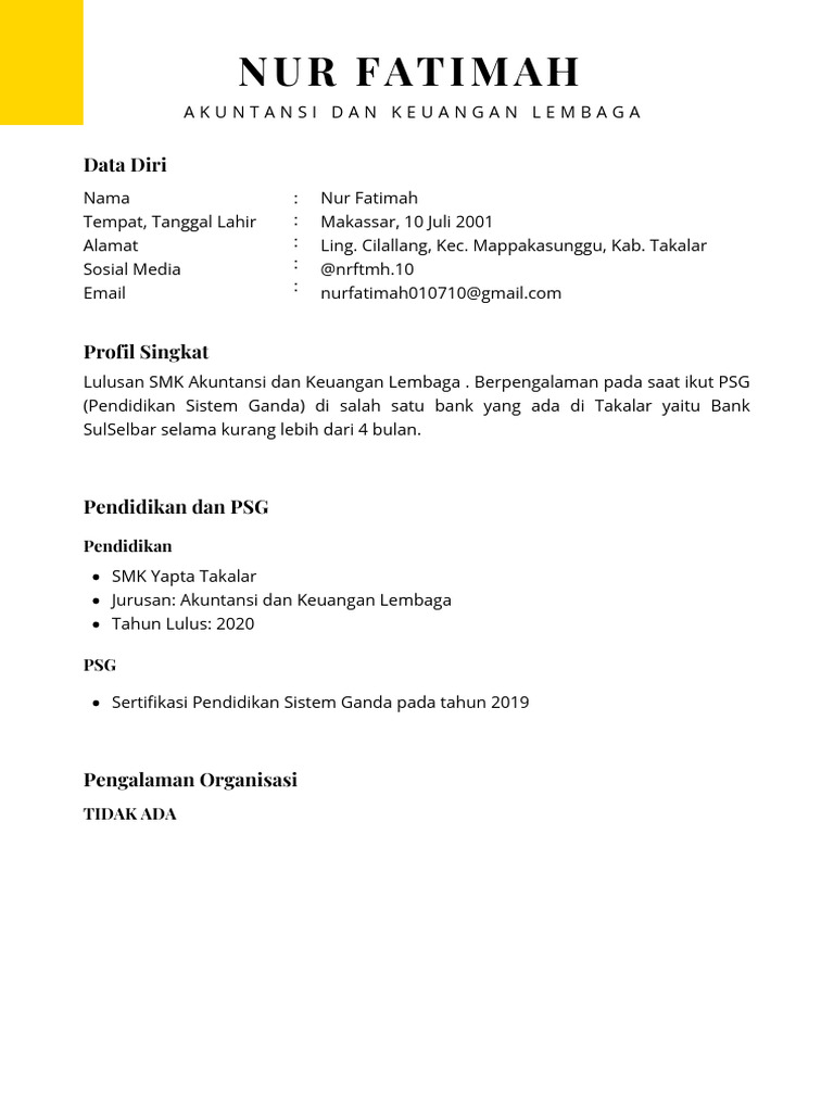CV Nur Fatimah | PDF