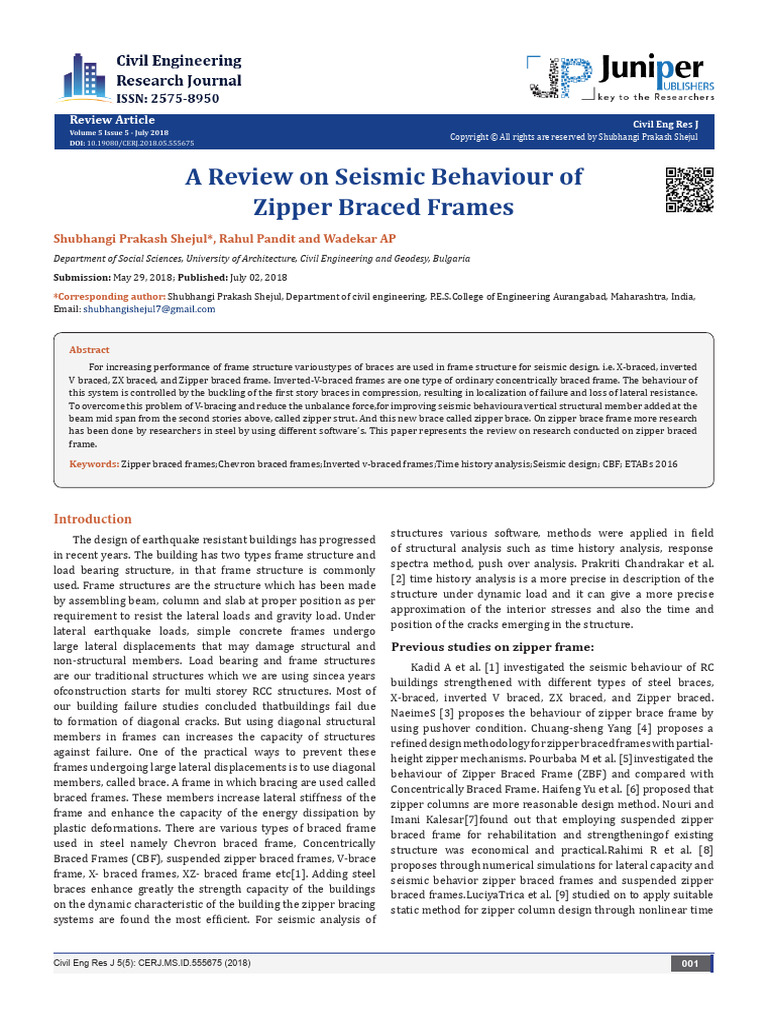 A Review On Seismic Behaviour of Zipper Braced Fra | PDF | Beam ...