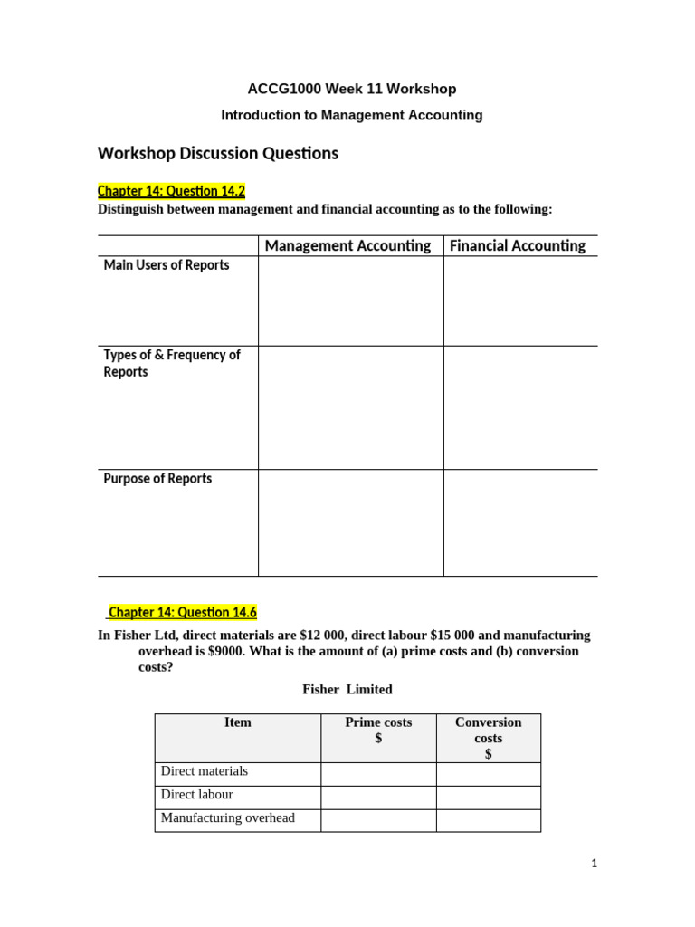 Week 11 Workshop Workbook | PDF | Cost Of Goods Sold | Cost