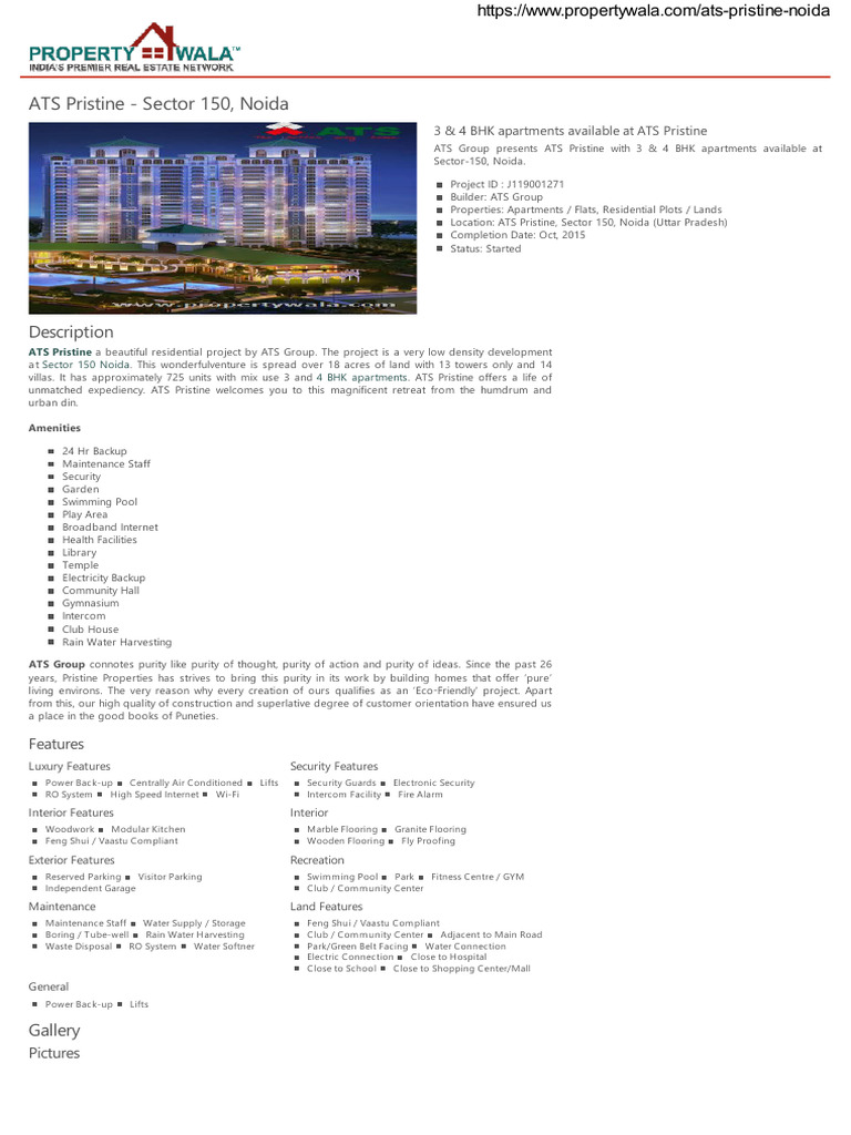Ats Pristine Noida.j119001271 | PDF | Apartment