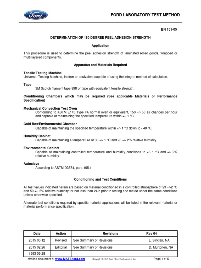FLTM BN 151-05 Peel Strength 06-2015 | PDF | Humidity | Copyright