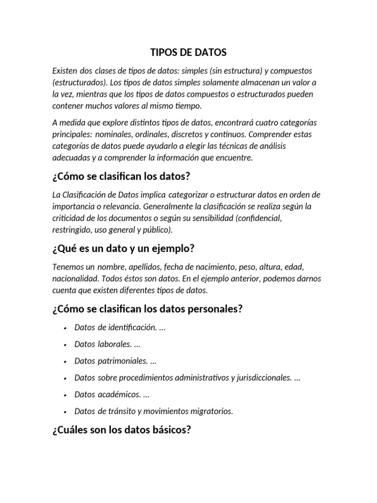 Tipos de Datos | PDF | Datos | Informática