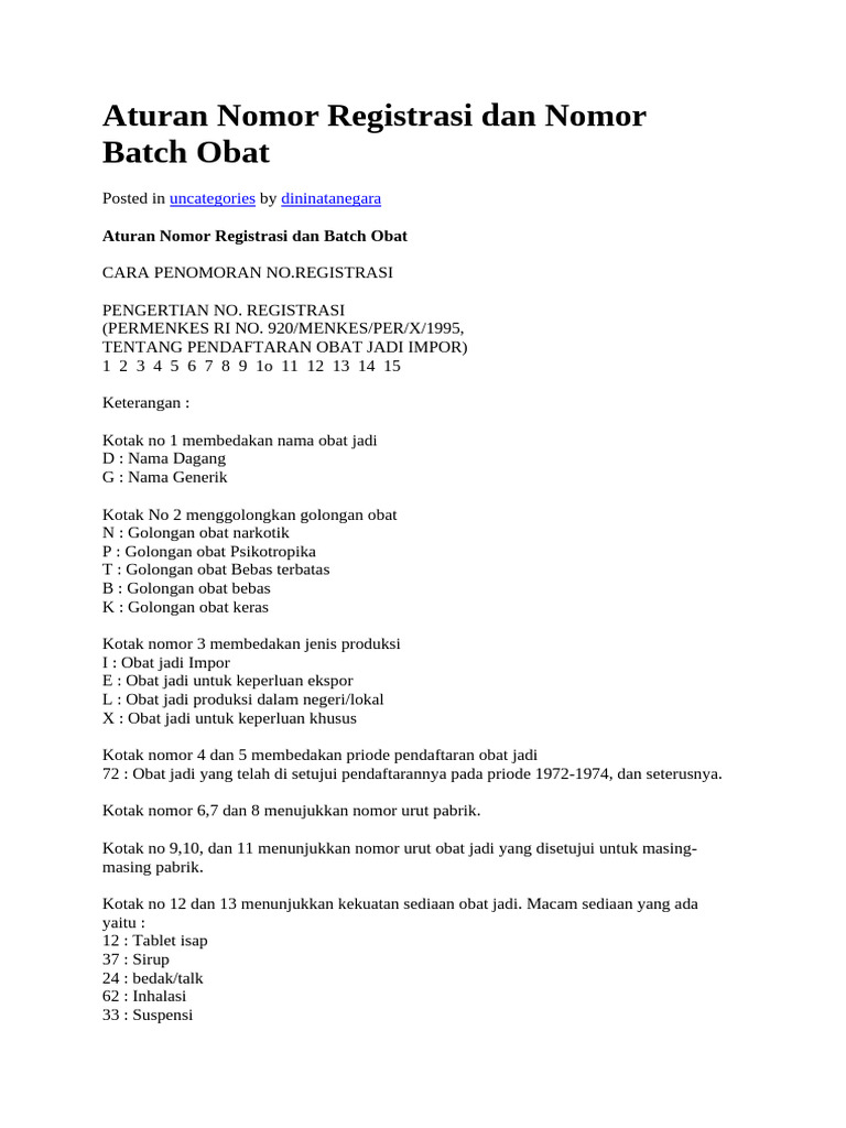 Aturan Penomoran Batch Obat | PDF