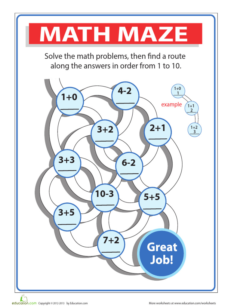 Math Maze Single Digit | PDF