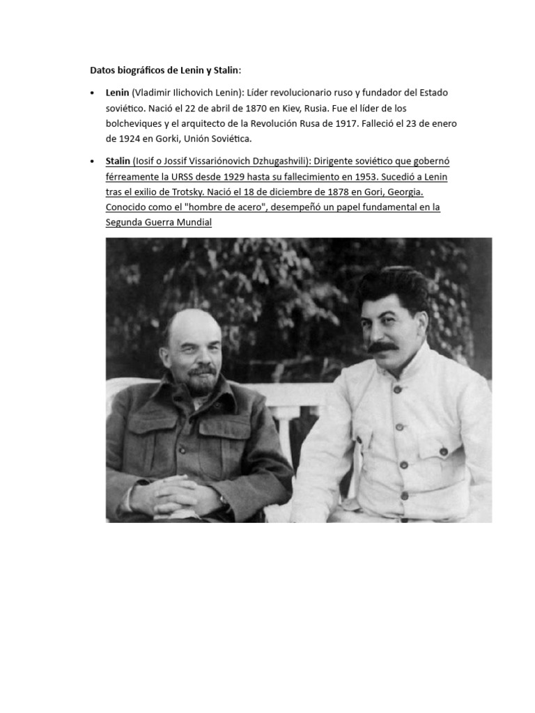 Biografías de Lenin y Stalin | PDF