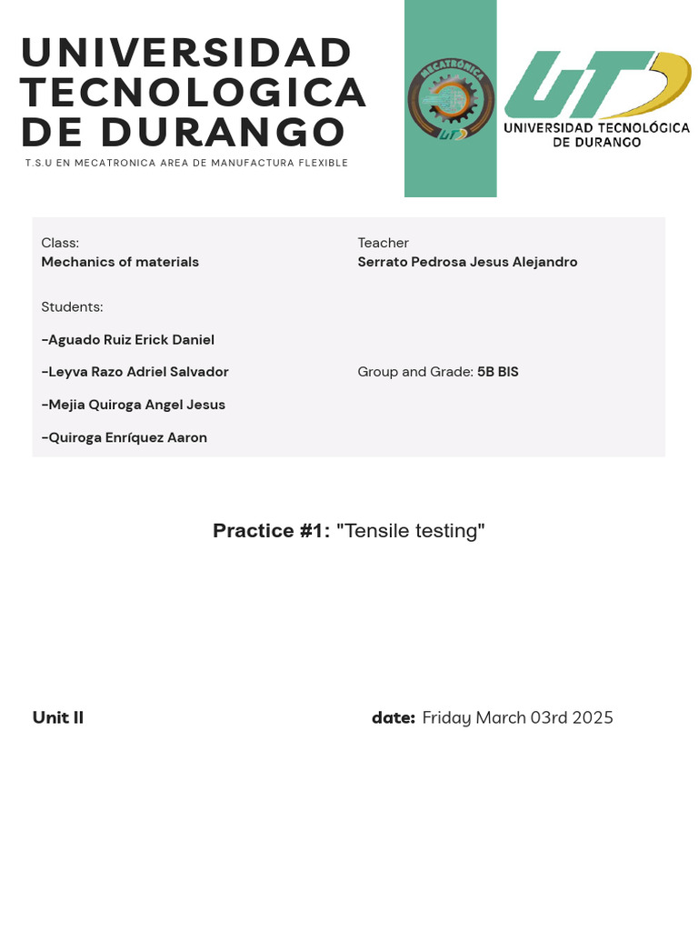 Tensile Test Report | PDF | Strength Of Materials | Deformation ...