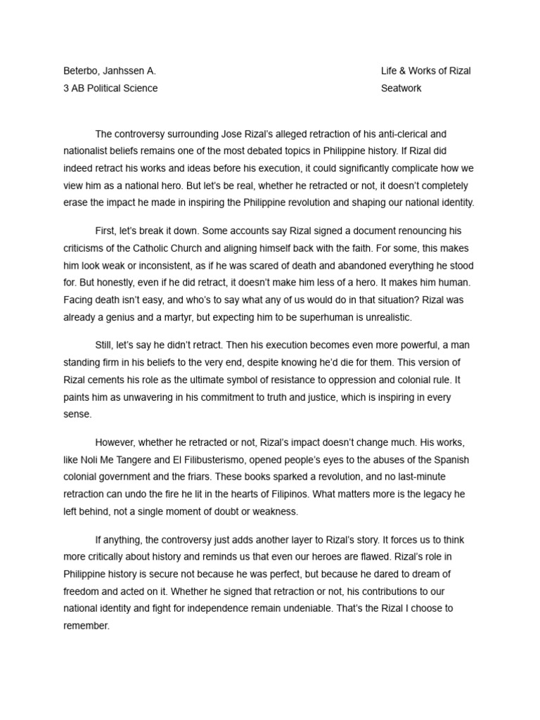 BETERBO_Retraction of Rizal | PDF
