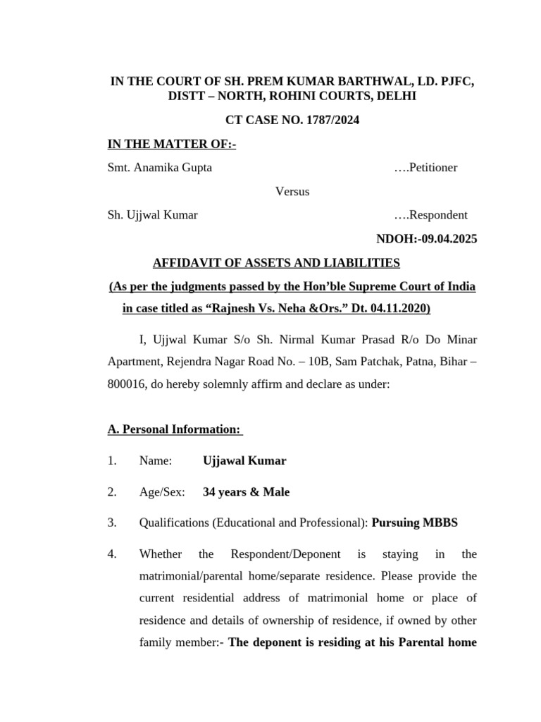 Ujjwal Kumar Income Affidavit | PDF | Expense | Affidavit