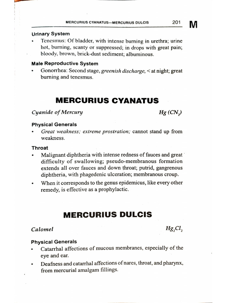 Mercurius Cyanatus-Allen Key Note 10th Edition | PDF