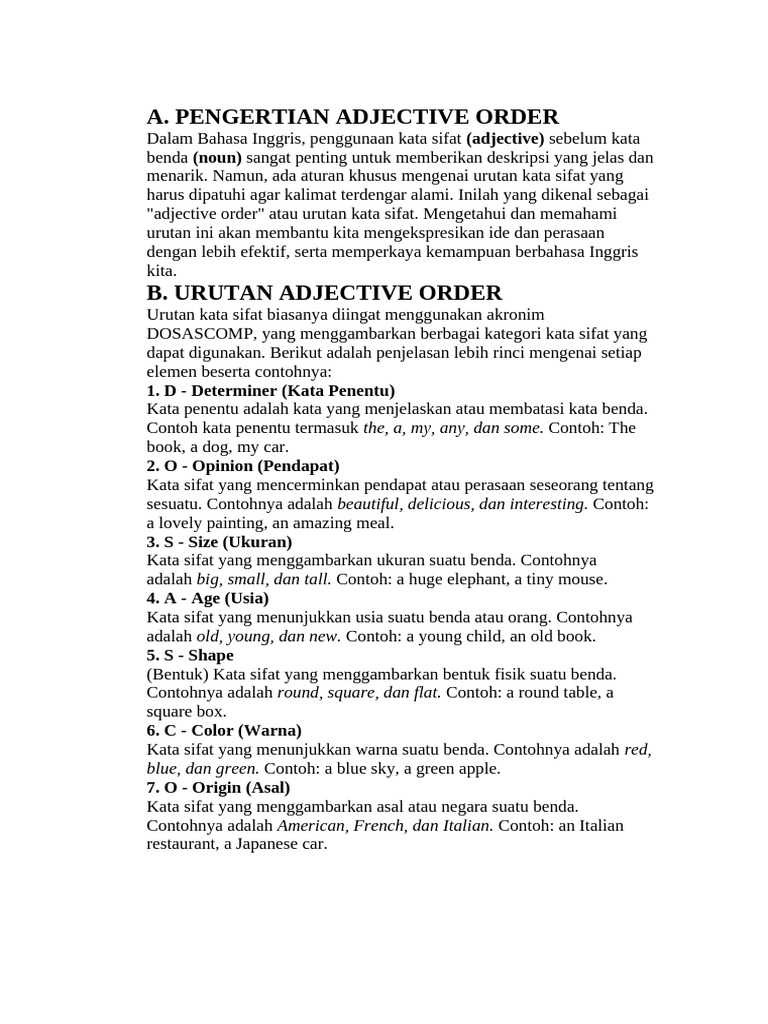 Adjective Order | PDF