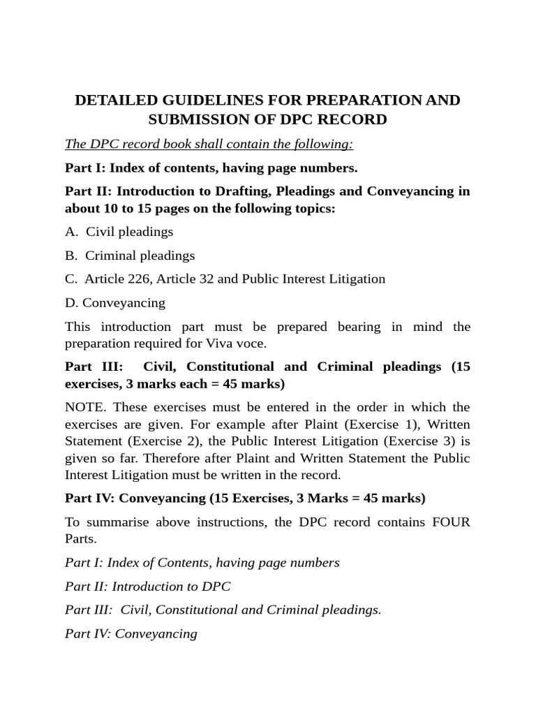 Guidelines For DPC Record | PDF | Thesis | Justice