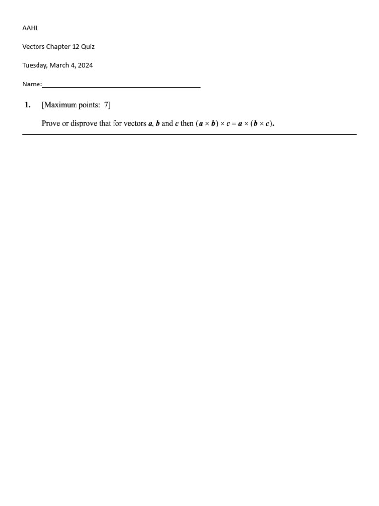 Vectors Chapter 12 Quiz 2324 | PDF