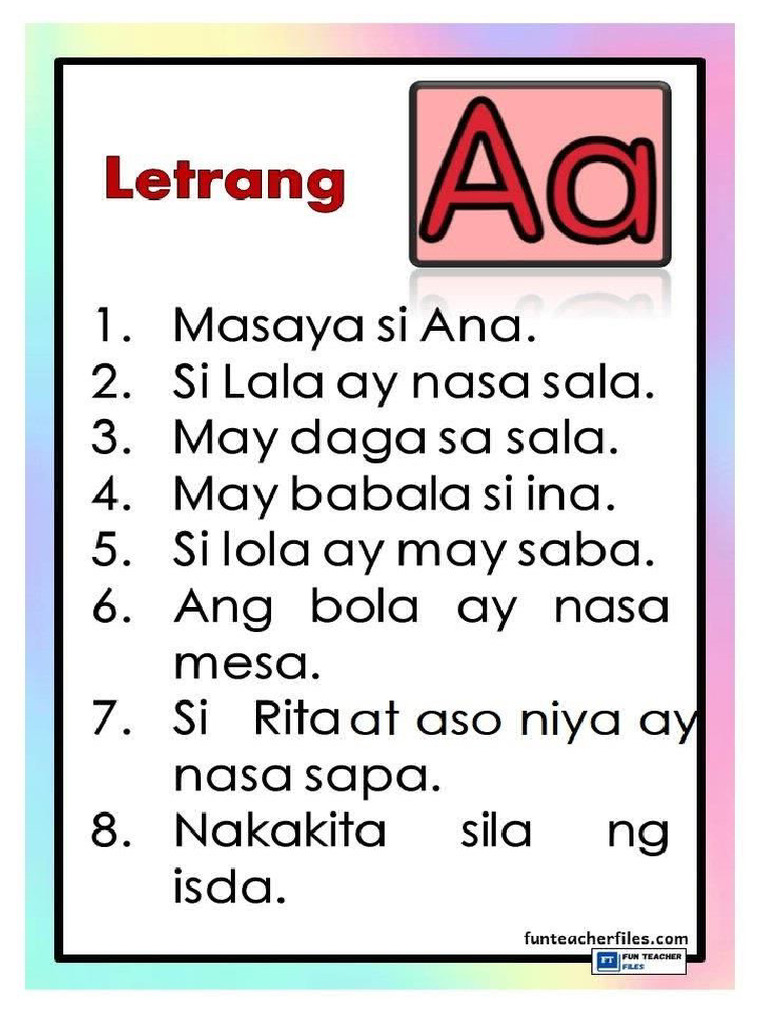 Pangungusap Letrang AEIOU FTF | PDF