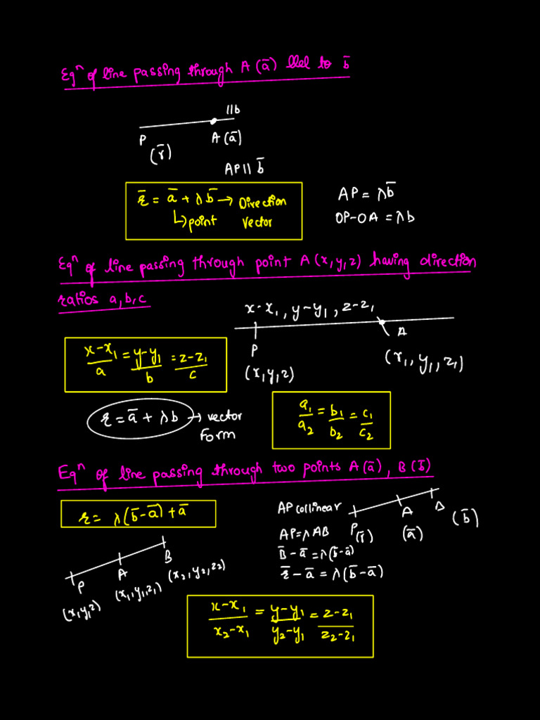 Straight Lines Vectors | PDF