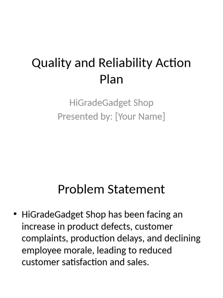 HiGradeGadget Quality Improvement Plan | PDF