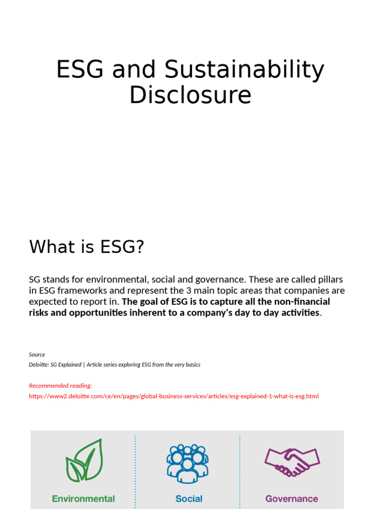 ESG and Sustainability Disclosure | PDF